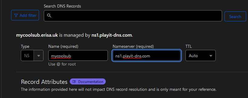 cant you add a ns record on a subdomain? - Cloudflare Developers